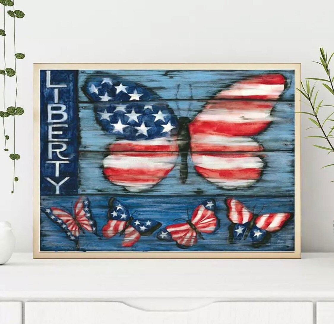 US Seller. 40x30cm Patriotic USA Flag Butterflies 4th of | Etsy