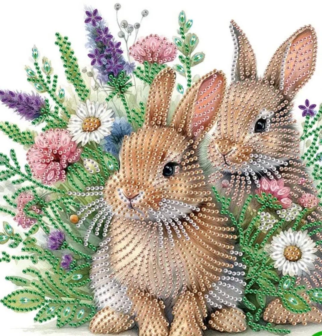 US Seller. 30x30cm Bunny Rabbits Diamond Painting Kit. Special Drill ...