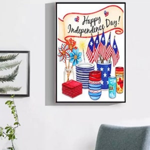 US Seller. 40x30cm Patriotic USA Picnic, US Flag, 4th of July Diamond ...