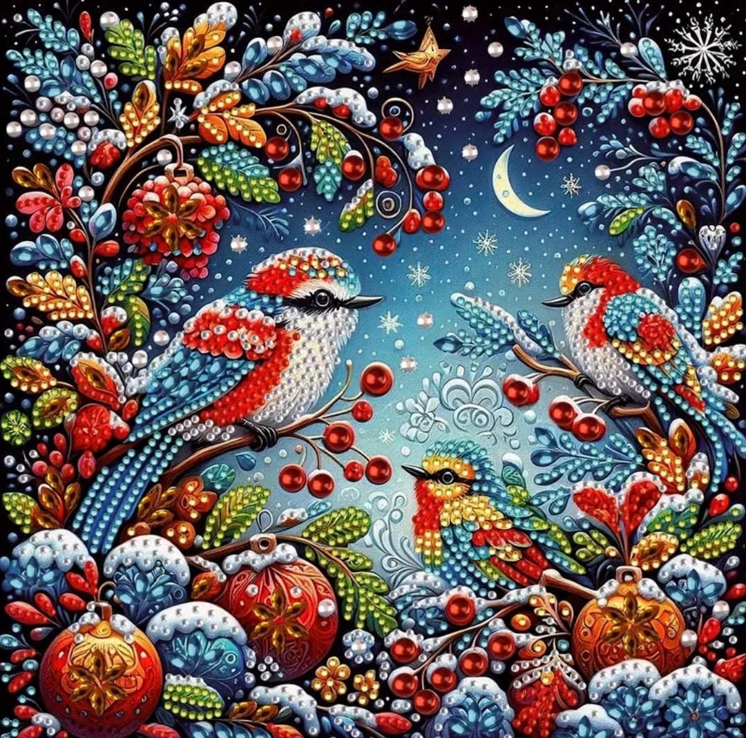 US Seller. 30x30cm Christmas Semi Birds Diamond Painting Kit. Special ...