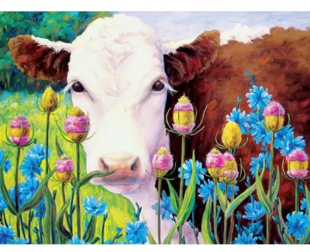 US Seller. 40x30cm Farm Cattle, Cow, Diamond Painting Kit. Round Drills ...