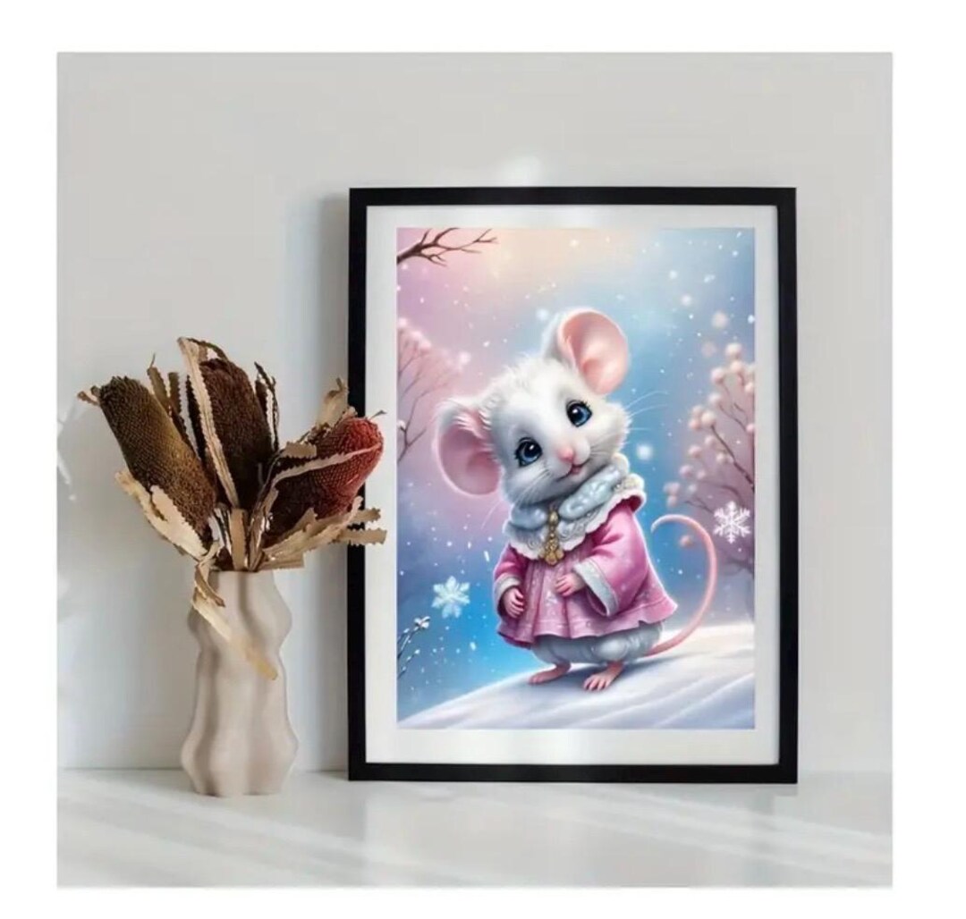US Seller. 30x40cm Winter Mouse Diamond Painting Kit. Round Full Drills ...