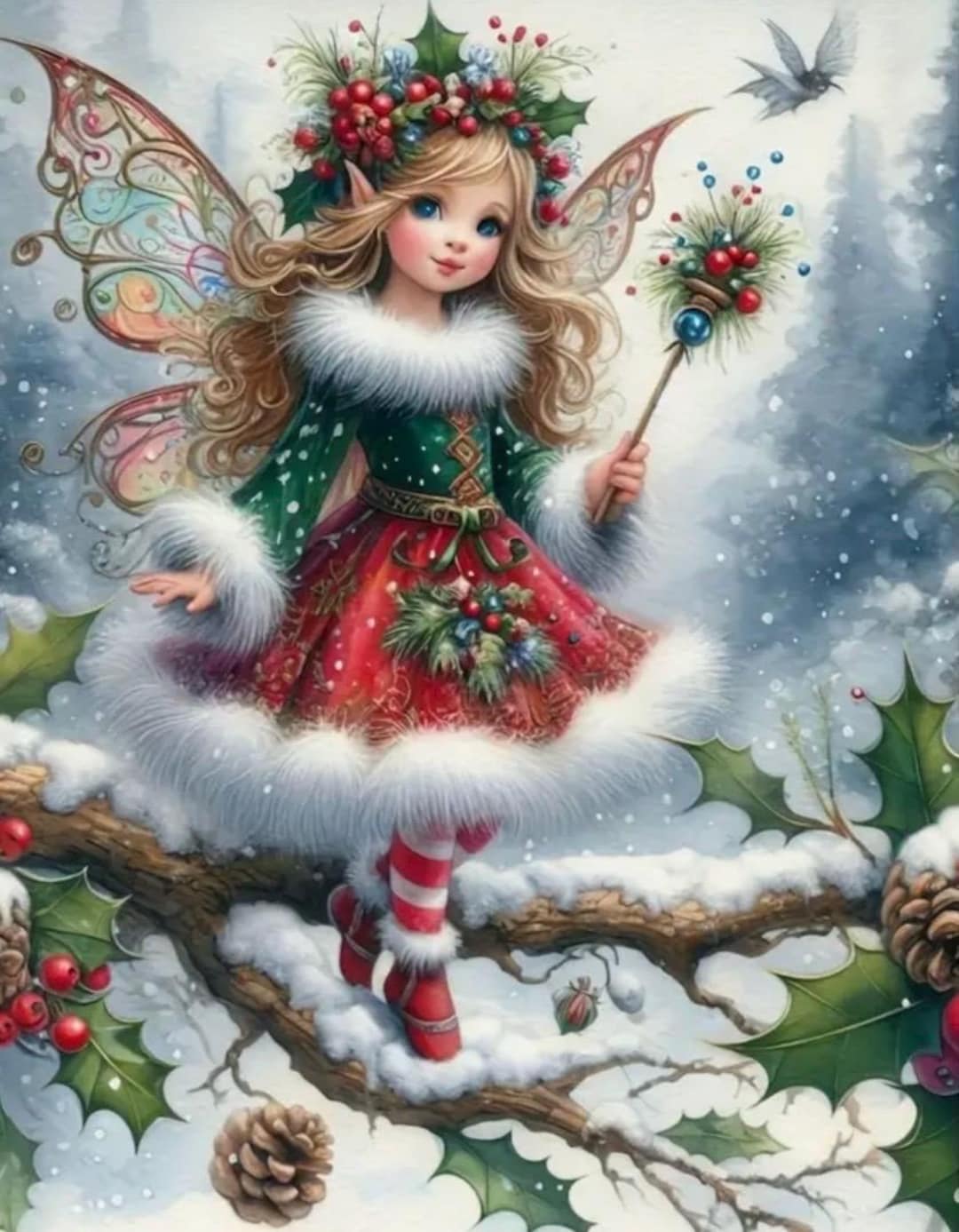 US Seller. 30x40cm Christmas Fairy Angel Diamond Painting Kit. Round ...