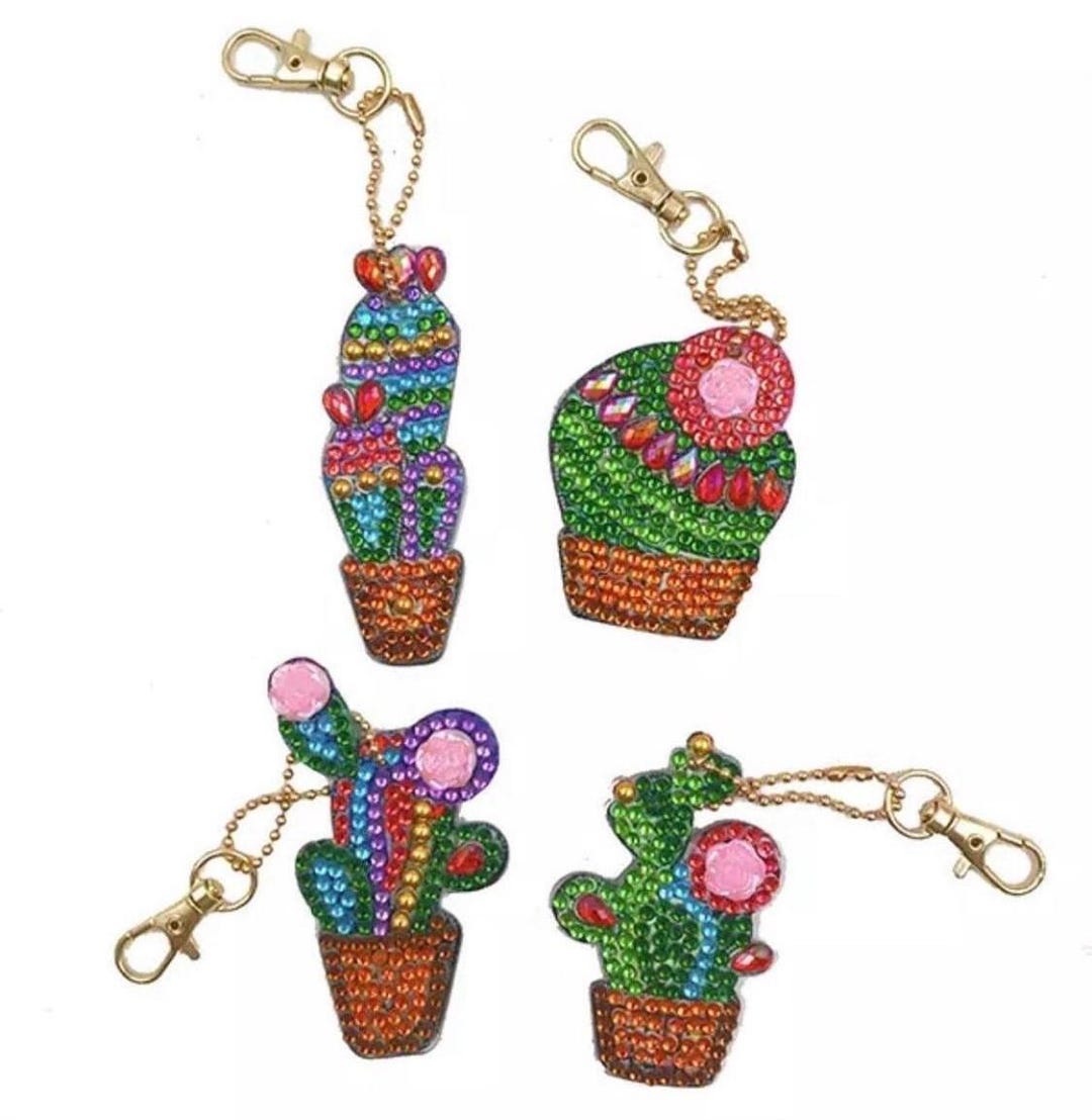 US Seller. Set of Cactus Diamond Painting Keychains/ornaments. Tools ...