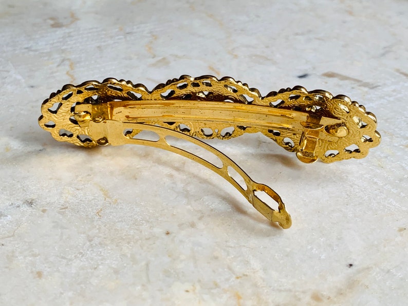 80s Gold Metal Hair Clip // Vintage Hair Accessories // Large | Etsy