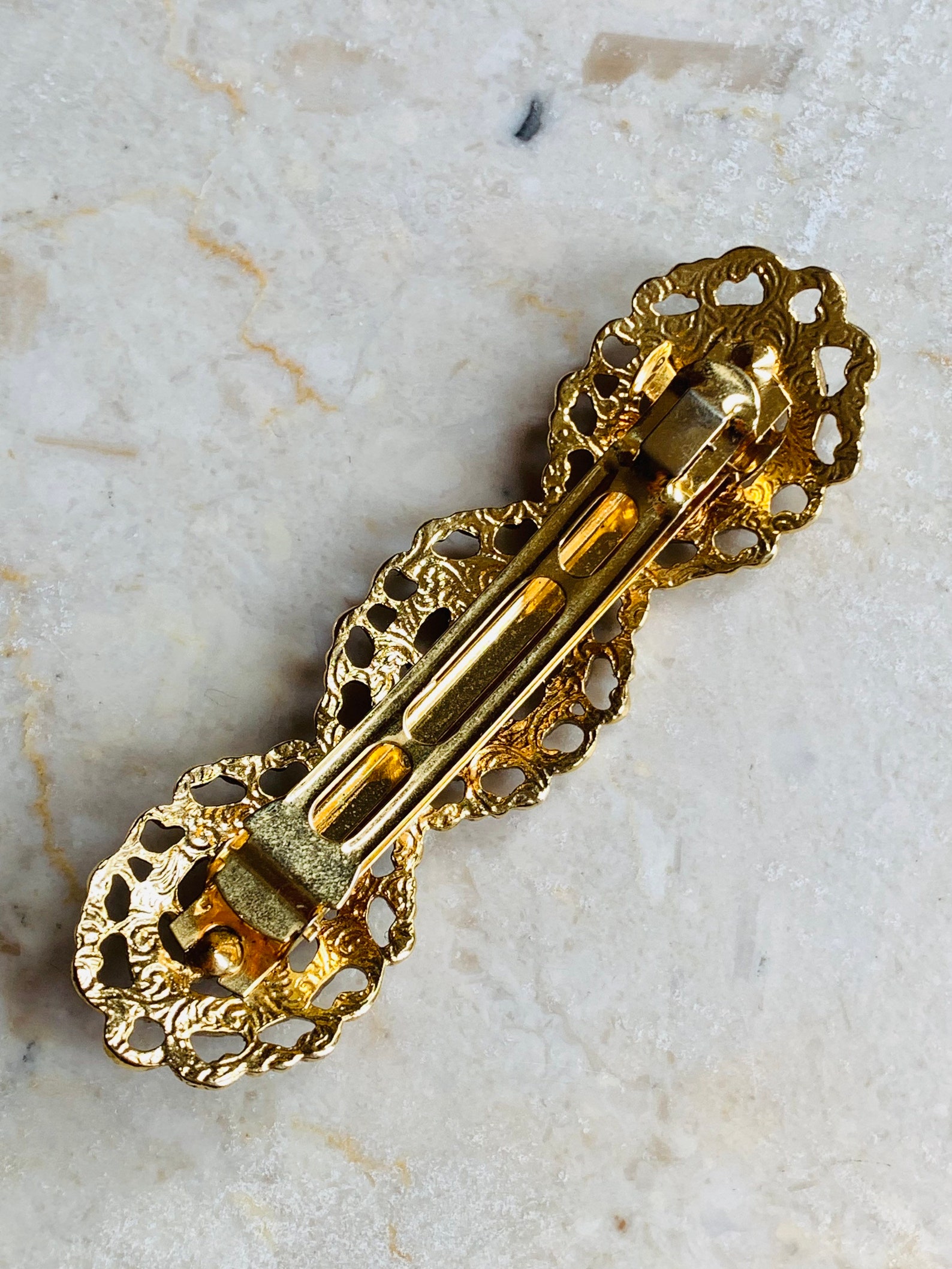 80s Gold Metal Hair Clip // Vintage Hair Accessories // Large | Etsy