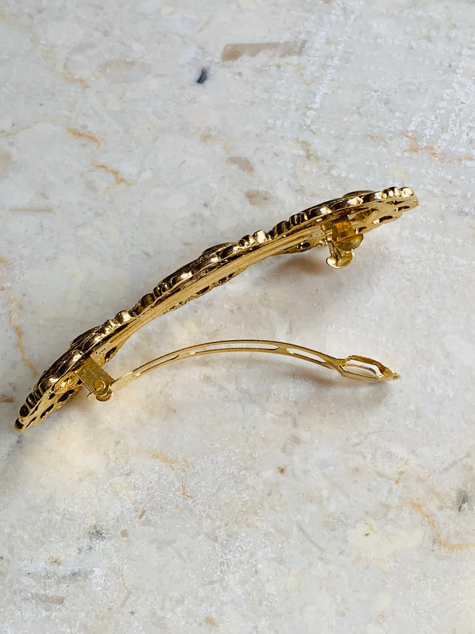 80s Gold Metal Hair Clip // Vintage Hair Accessories // Large | Etsy