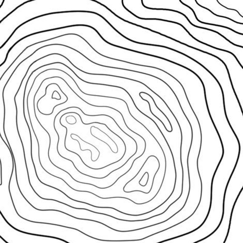 Print and color topography map downloadable coloring page | Etsy