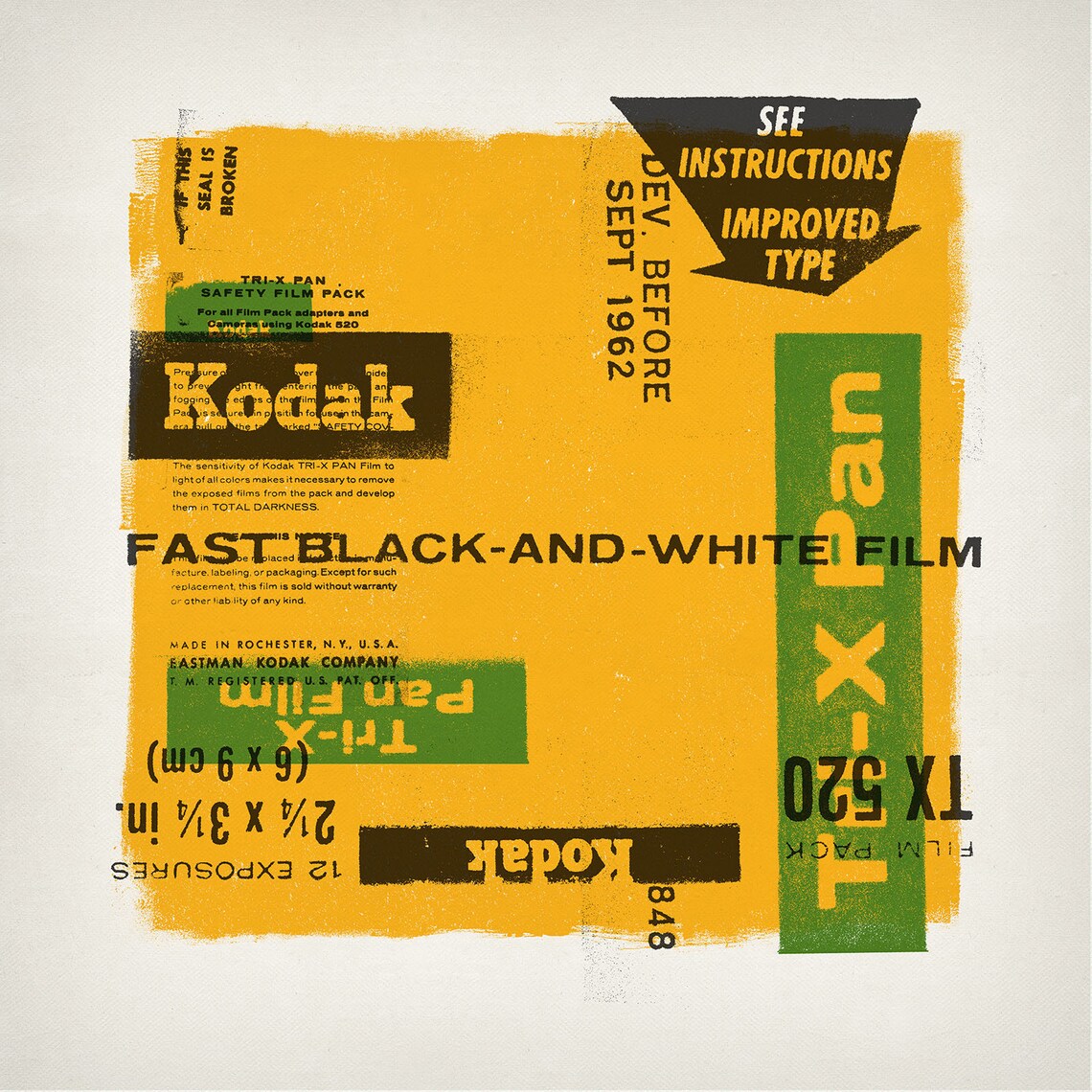 Kodak Tri-x Pan - 3-color Screenprint Poster - 26" X 26" - Etsy