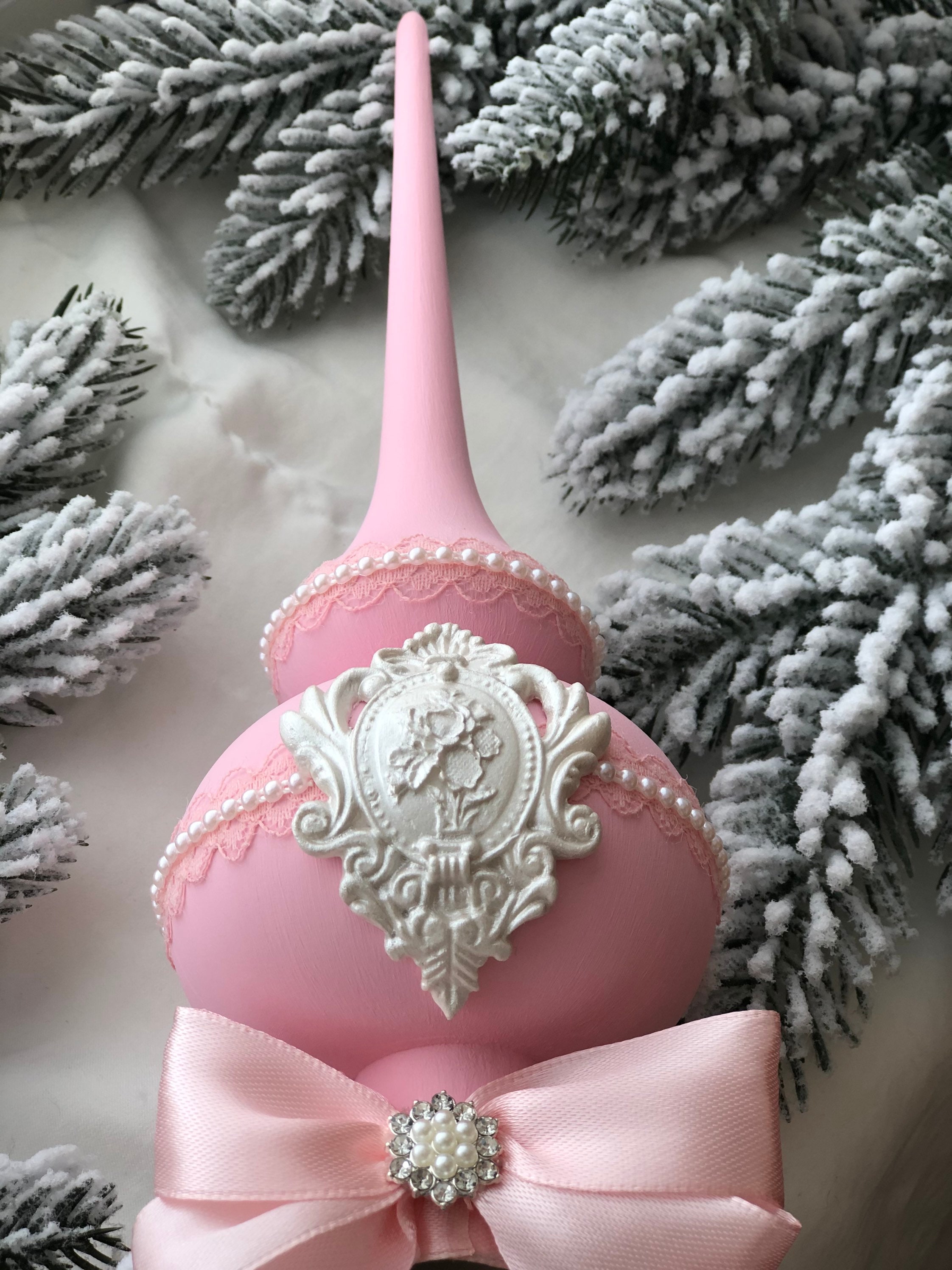 Pink Christmas Tree Topper Ornament for Christmas Tree Blush - Etsy