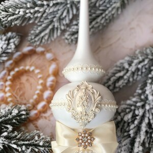 Christmas Tree Topper in Gift Box White Christmas Finial Tree Topper ...