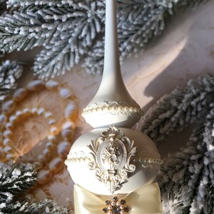 Christmas Tree Topper in Gift Box White Christmas Finial Tree Topper ...
