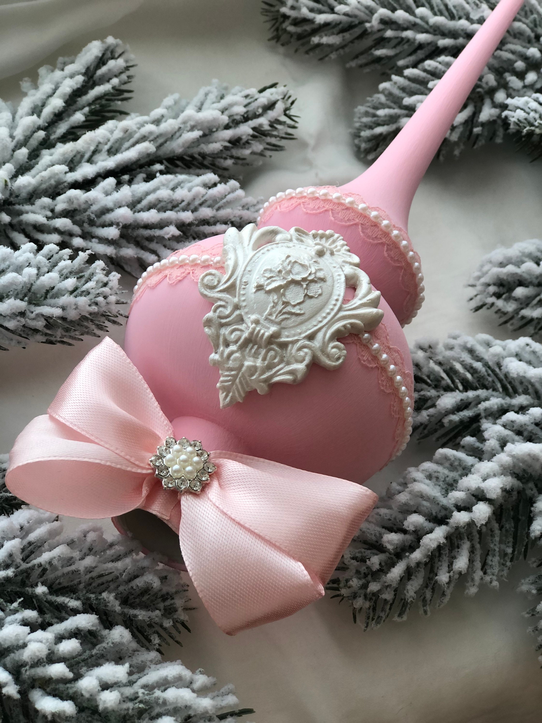 Pink Christmas Tree Topper Ornament for Christmas Tree Blush - Etsy