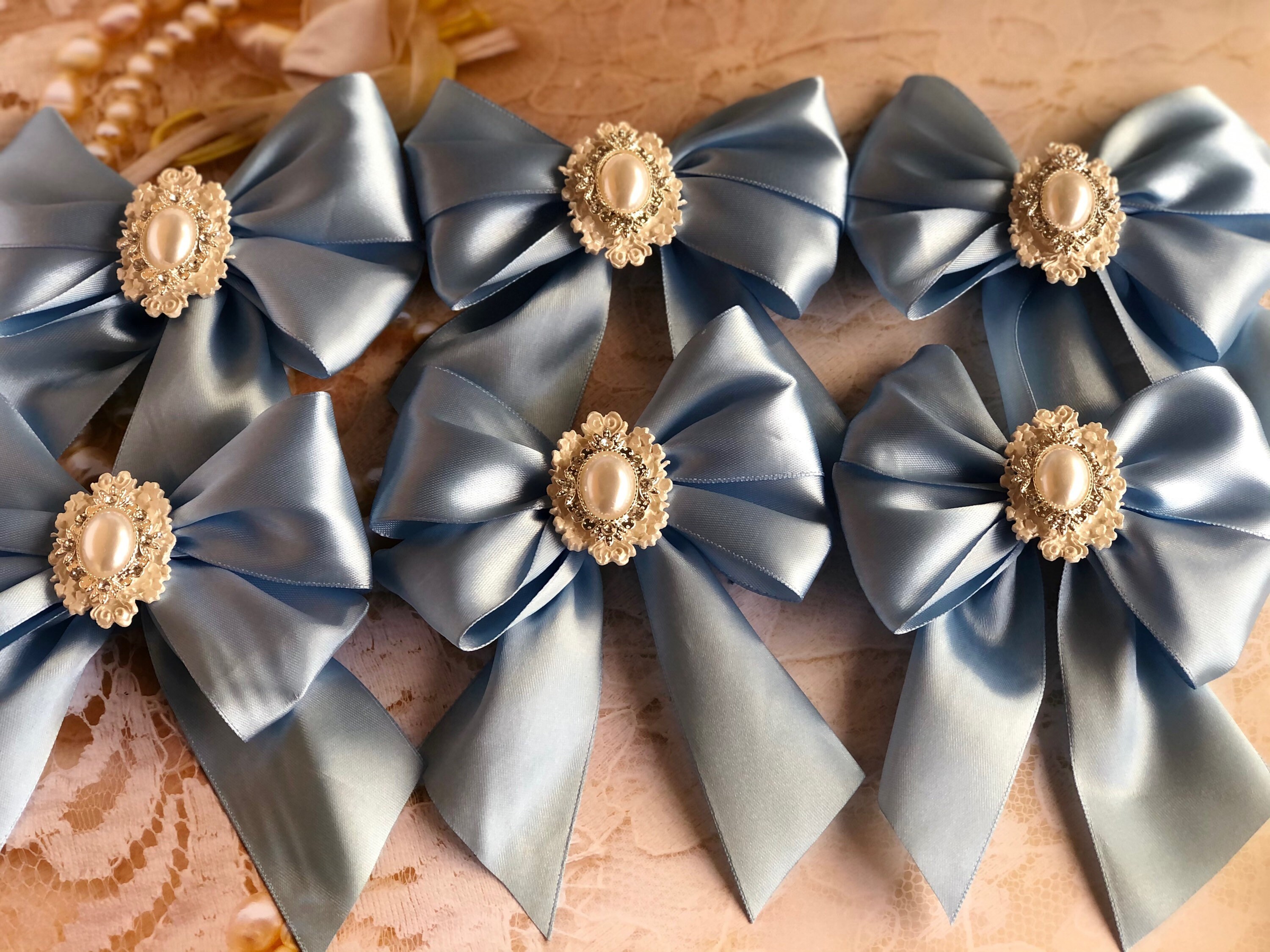 Blue Christmas Bows 6pcs Set / Christmas Bows for Tree / - Etsy UK