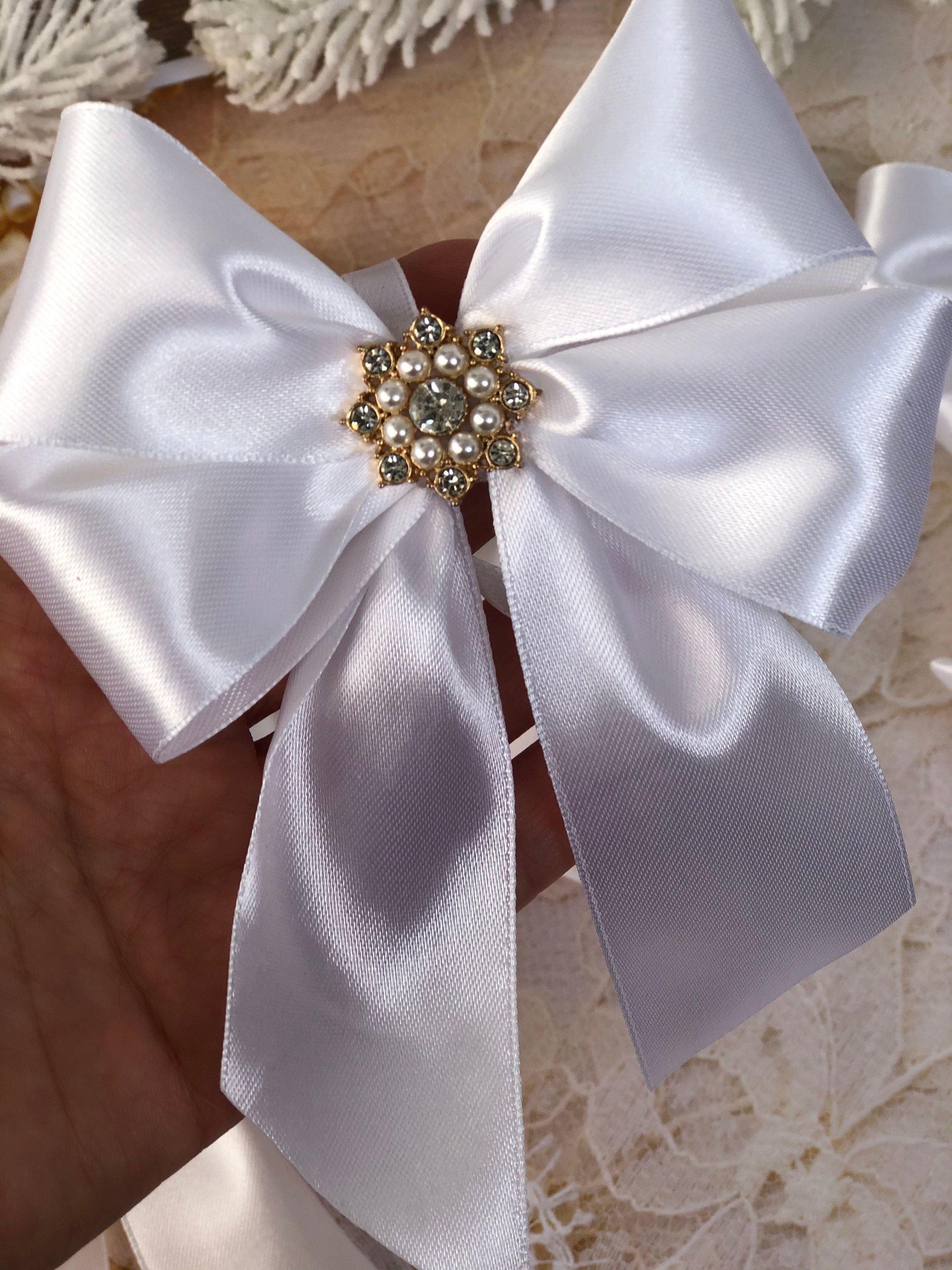 White Christmas Bows Set / Christmas Bows for Tree / Xmas Bows - Etsy