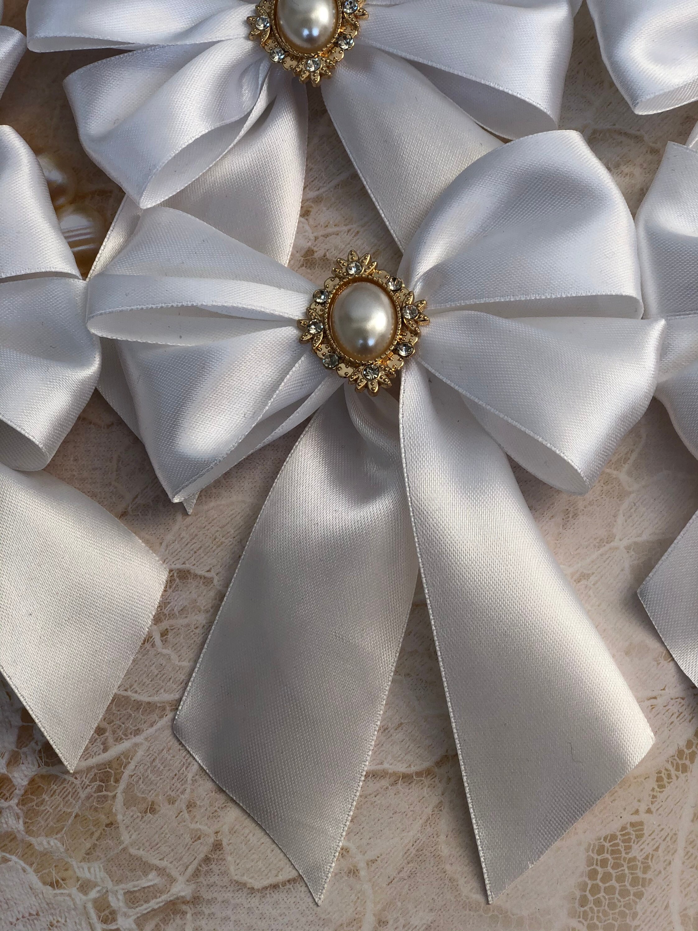 White Christmas Bows Set Decorative Christmas Bows for Tree Christmas ...