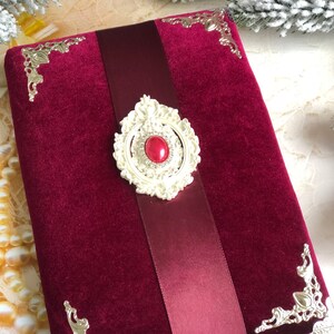 Velvet Handmade Notebook Journal in Vintage Style Wine Red Notebook as ...