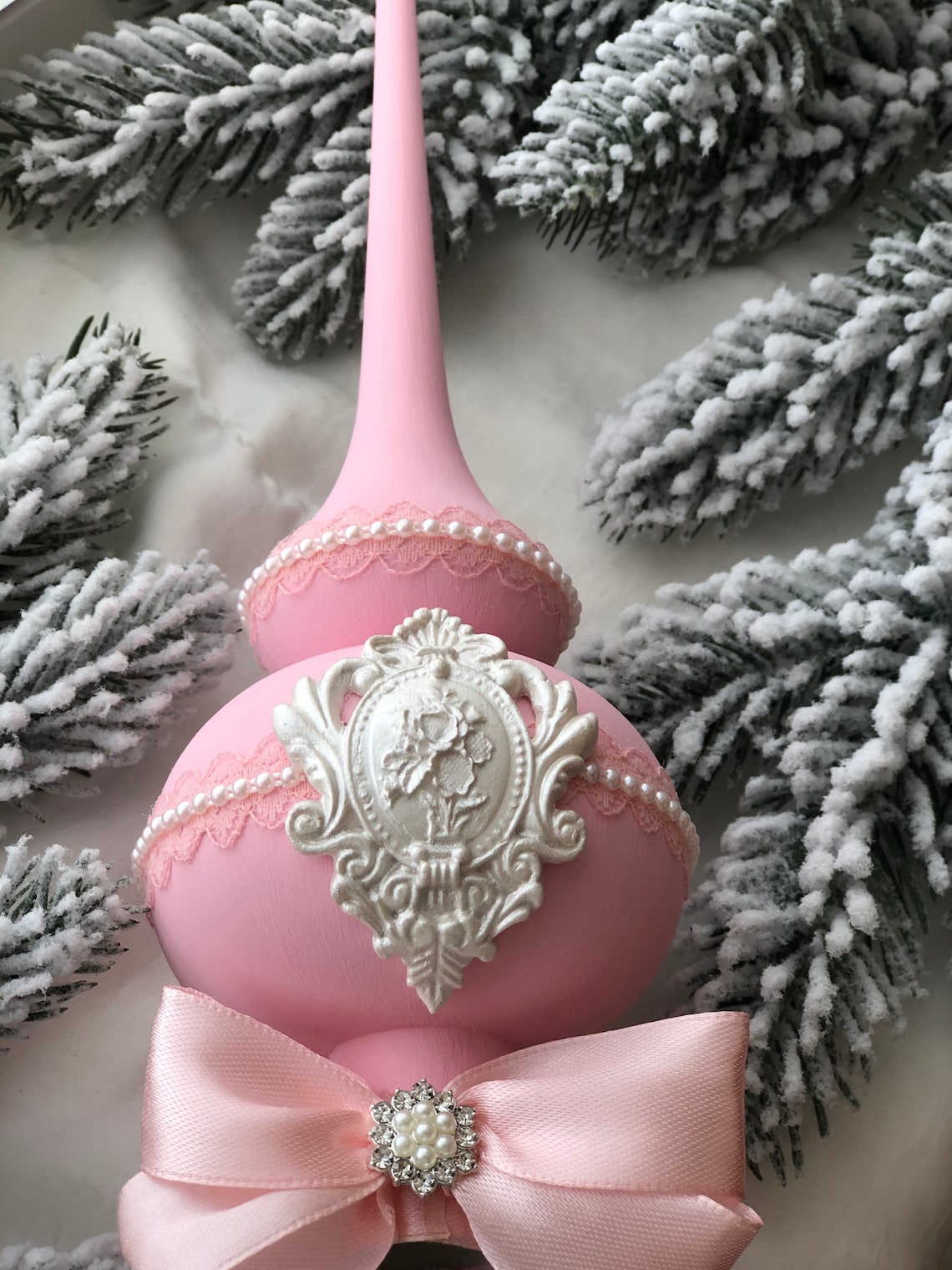 Pink Christmas Tree Topper Ornament for Christmas Tree Blush - Etsy