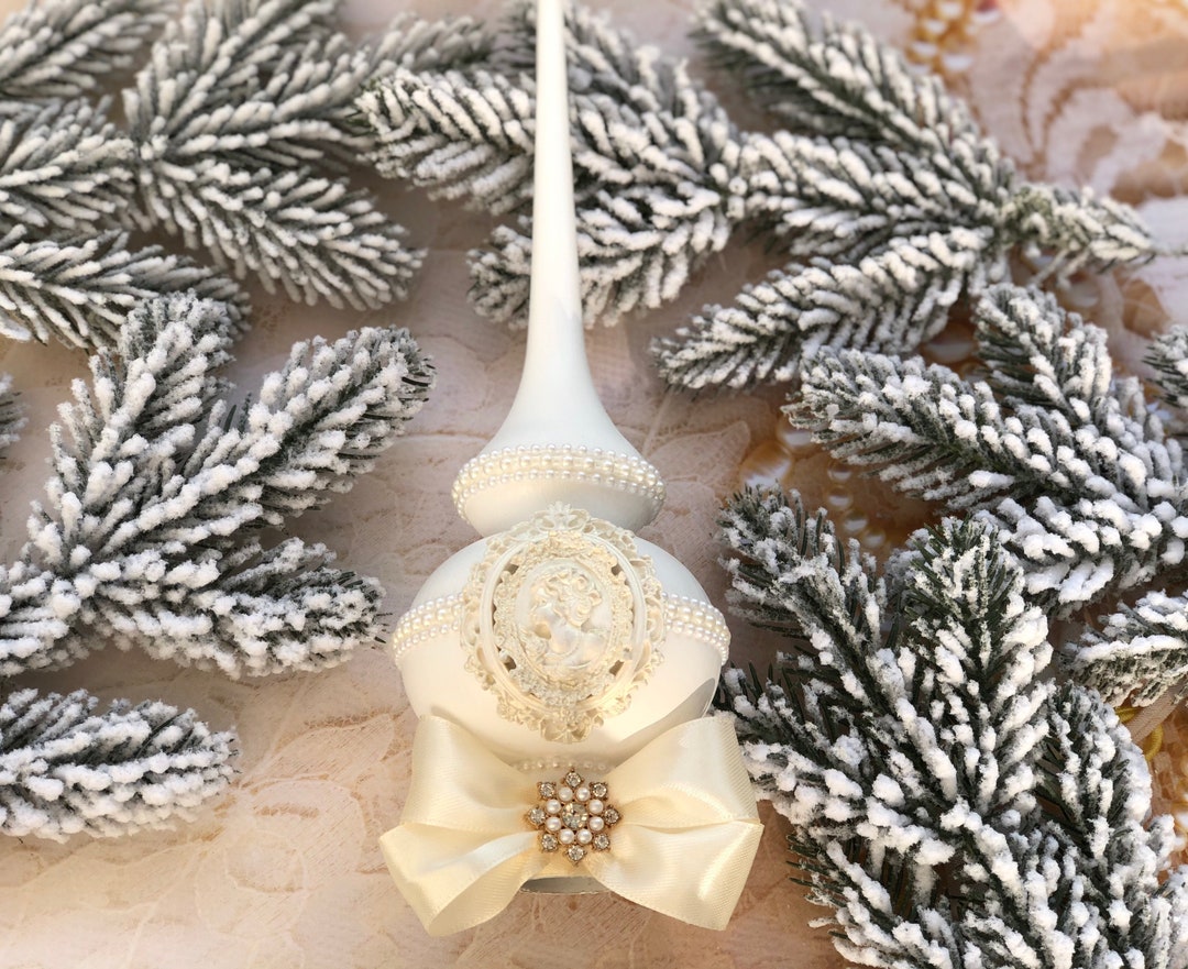 White Christmas Tree Topper Ornament for Christmas Tree White Tree ...
