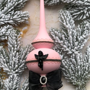 Pink Black Christmas Tree Topper Ornament for Christmas Tree Blush Pink ...