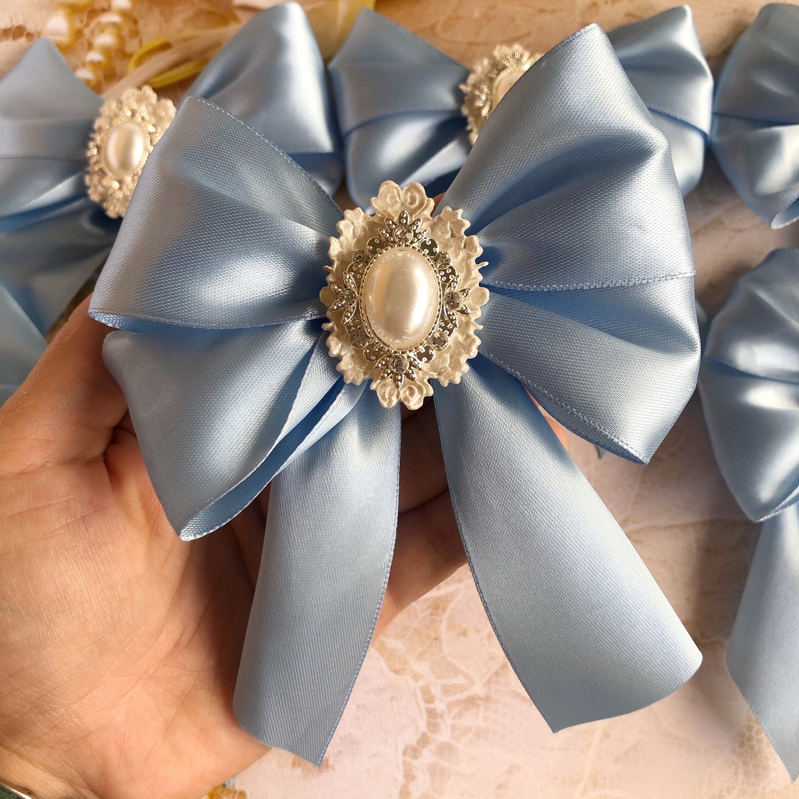 Blue Christmas Bows 6pcs Set / Christmas Bows for Tree / - Etsy UK