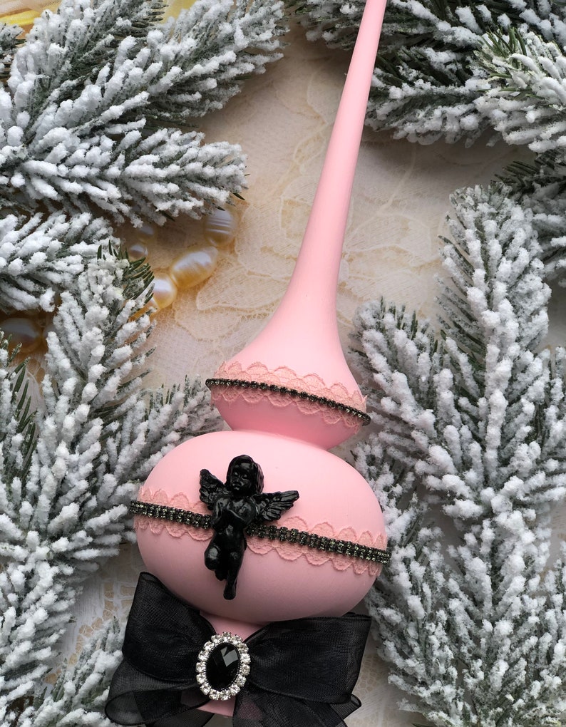 Pink Black Christmas Tree Topper Ornament for Christmas Tree - Etsy