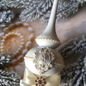Christmas Tree Topper in Gift Box White Christmas Finial Tree Topper ...