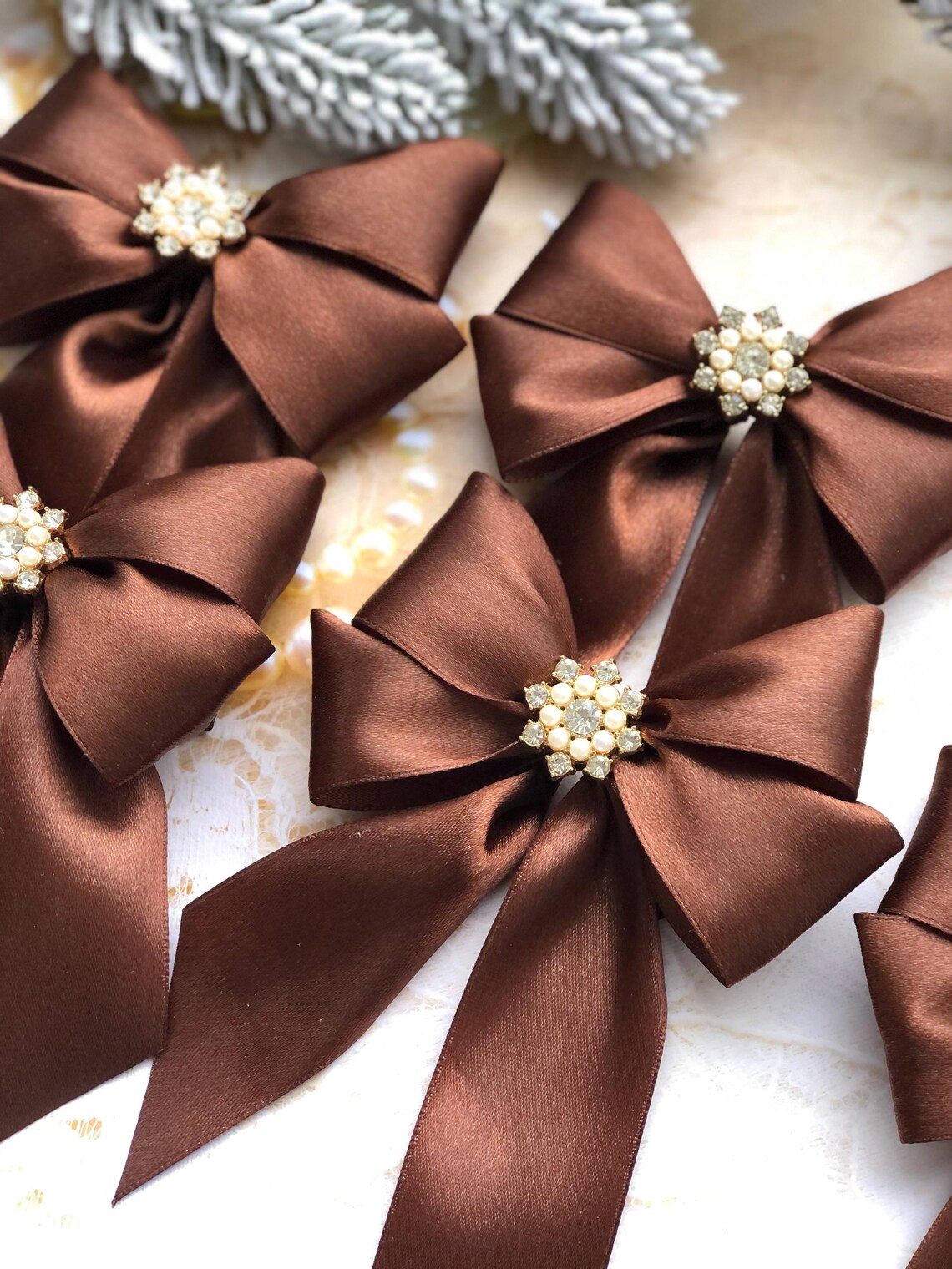 Chocolate Christmas Tree Bows Set / Brown Christmas Bows for Tree ...