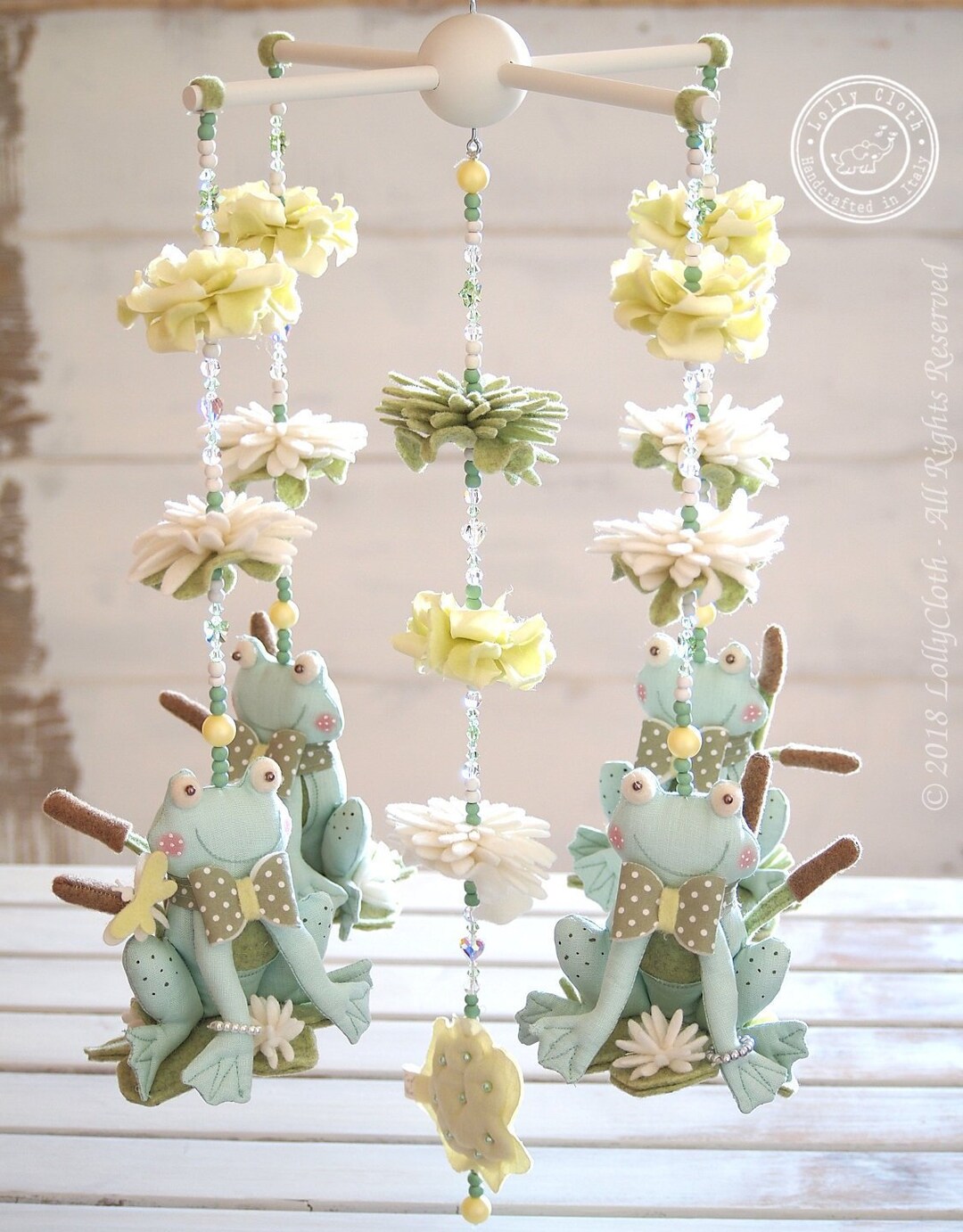 Frog Baby Mobile 100 Crystals. Nursery Decor. Frog Baby Gift, Frog Baby ...