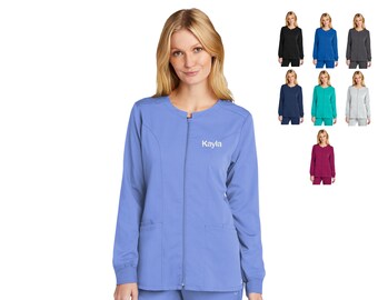 Personalized Womens Scrubs Jacket Custom Embroidered Text or - Etsy