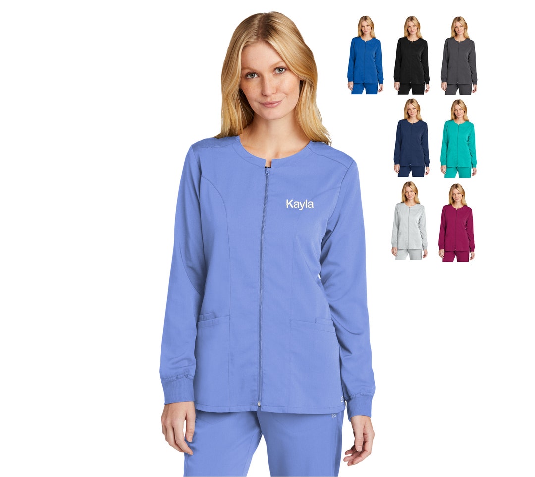 Personalized Womens Scrubs Jacket Custom Embroidered Text or Name ...