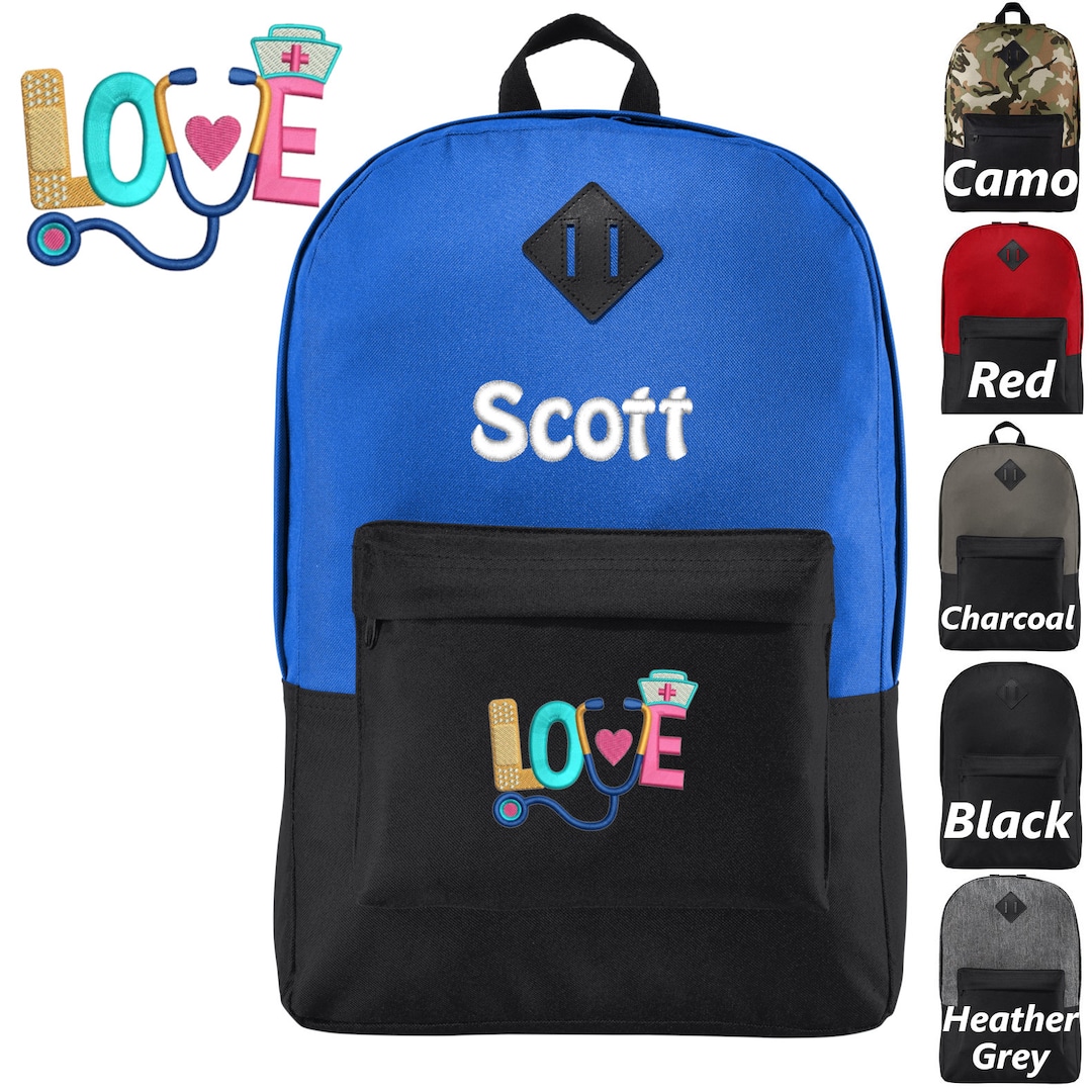 Personalized Nurse Backpack, Love Stethoscope, Custom Bookbag, Backpack ...