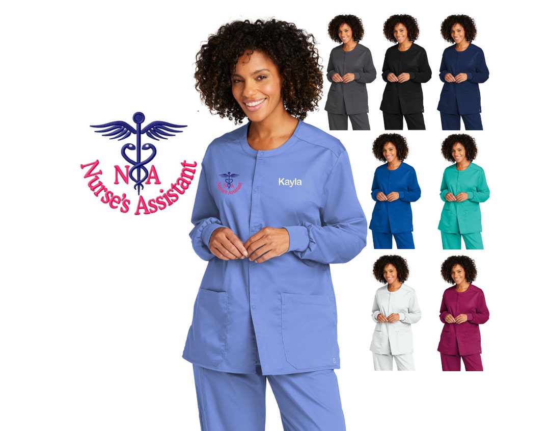 Personalized Unisex Nurses Assistant Scrubs Jacket, Custom Embroidered ...