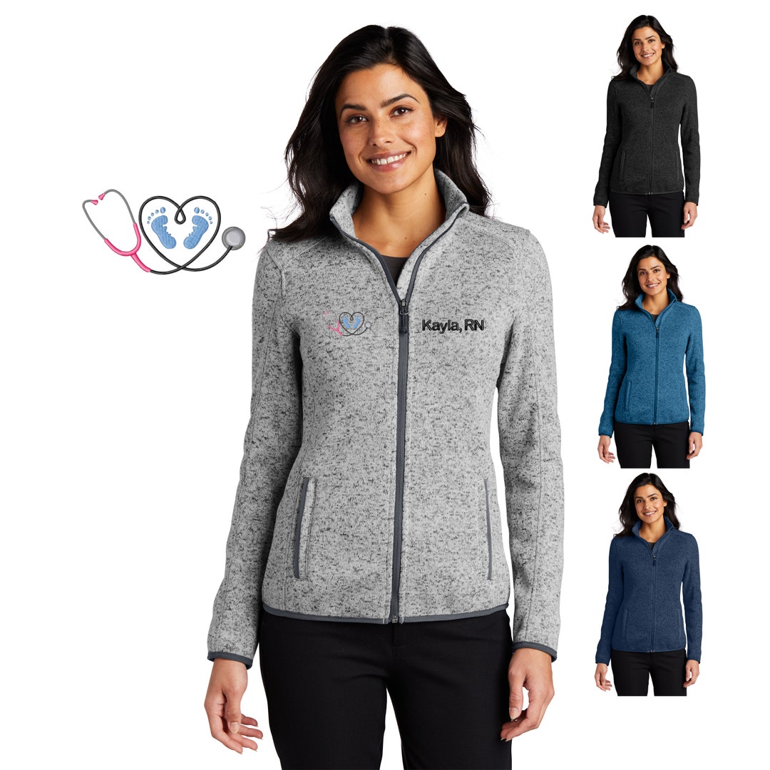 Personalized NICU Baby Nurse Jacket Sweater With Custom Embroidered Text or Name and Heart ...