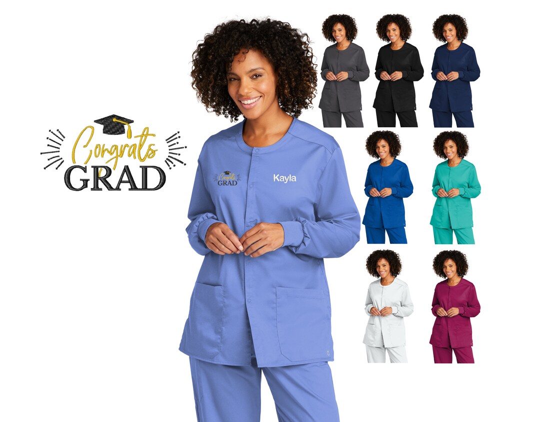Personalized Unisex Nurse Graduation Scrubs Jacket, Congrats Grad ...