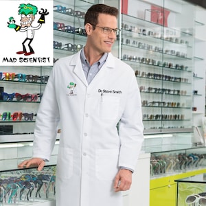 Personalized Mad Scientist Lab Coat With Custom Embroidered Name ...
