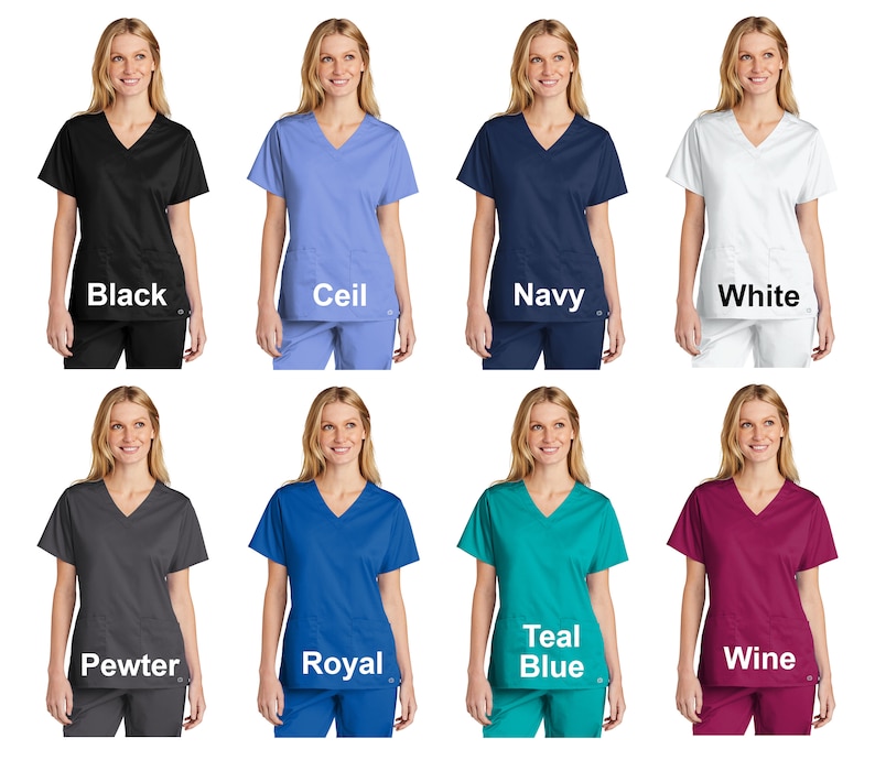 Personalized Womens Scrubs Top With Custom Embroidered Text or - Etsy