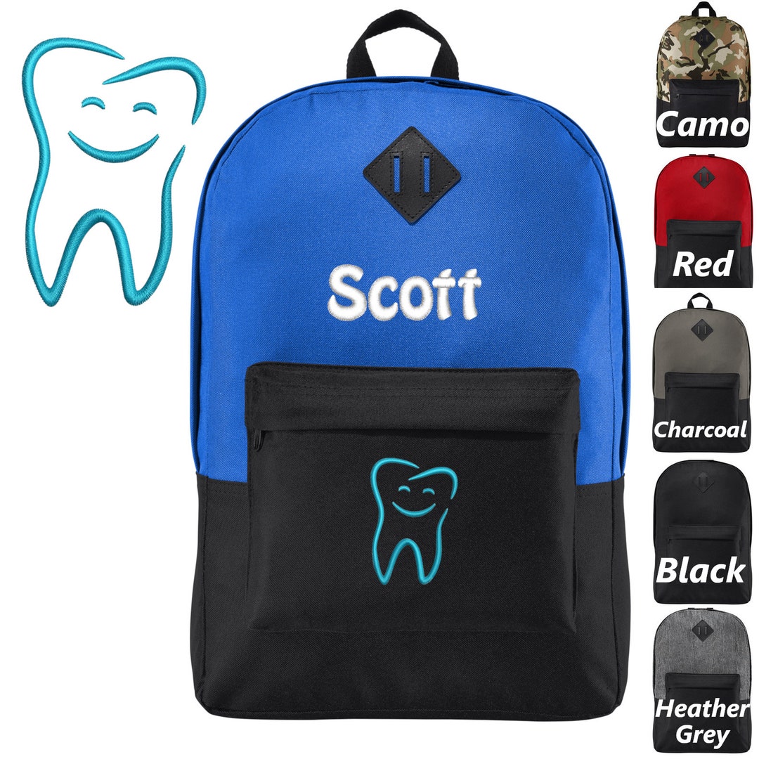 Personalized Dentist Backpack, Happy Tooth Design, Custom Bookbag ...