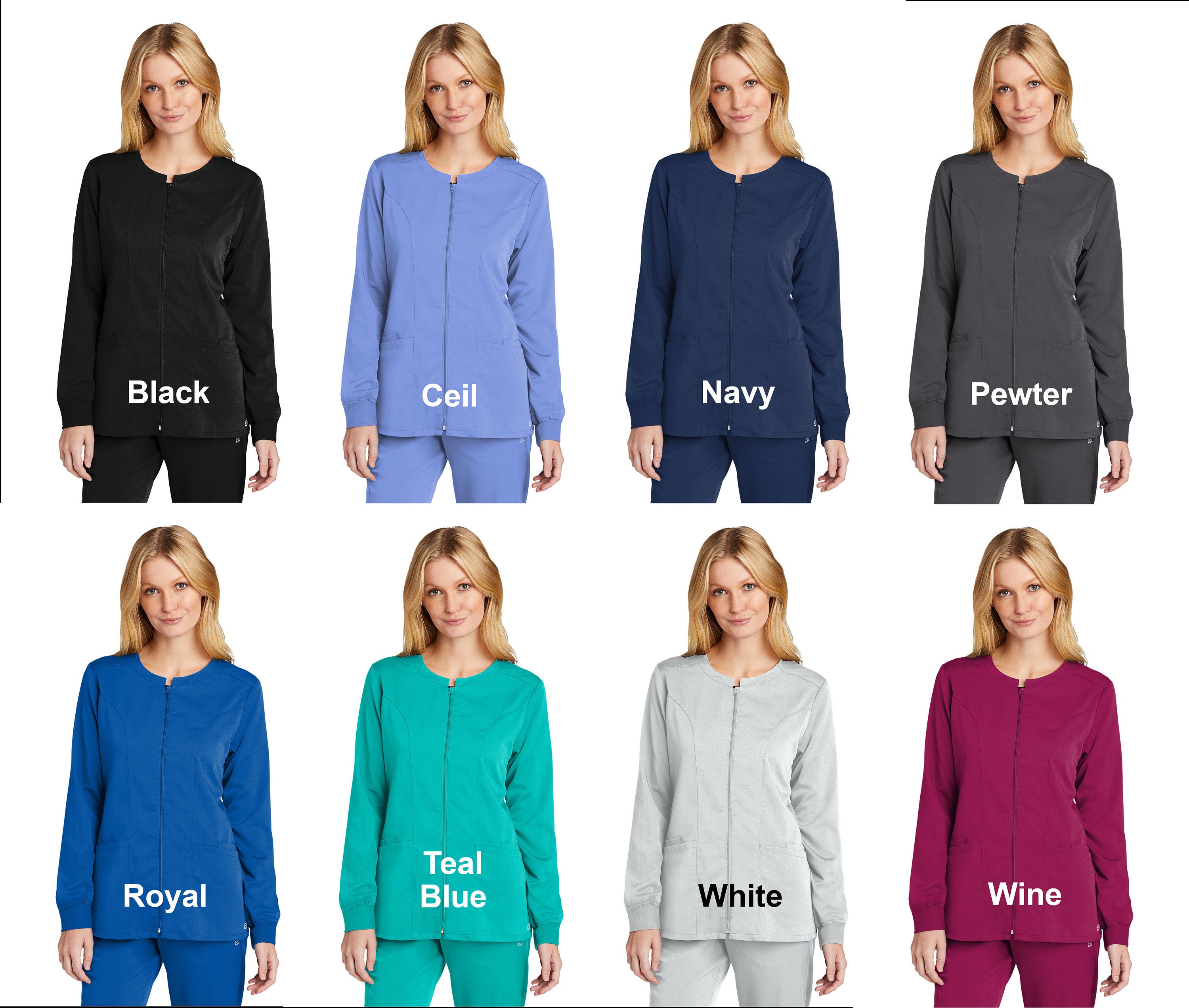 Personalized Womens Scrubs Jacket Custom Embroidered Text or | Etsy