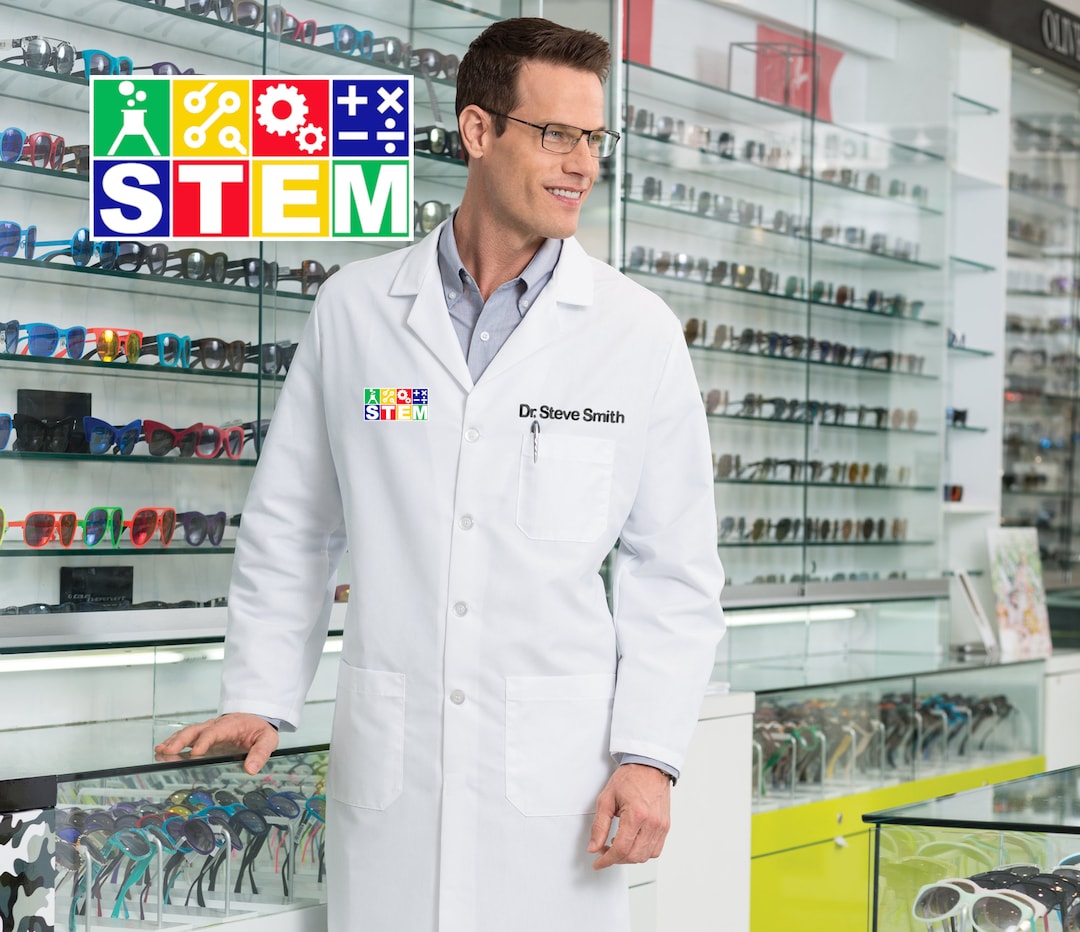 Personalized STEM Lab Coat With Custom Embroidered Name and STEM Design ...