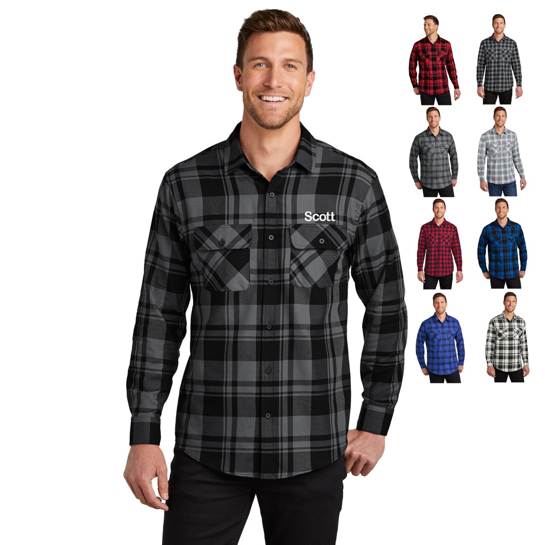 Personalized Mens Flannel Shirt, Plaid Shirt, Business Shirt, Custom ...