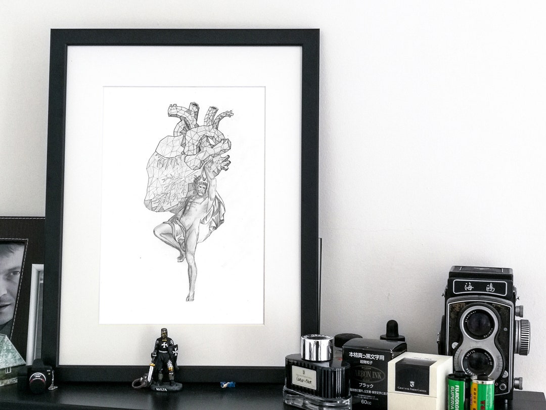 Sisifus - Printable Illustration Drawing, Wall Art Decor, Pencil Gift ...