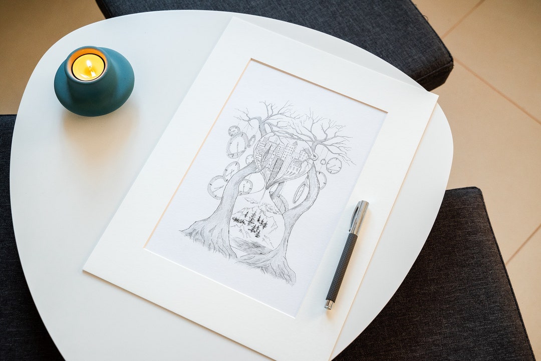 ORIGINAL Ink Drawing, Connected Tree, Gift Wall Decor - Etsy