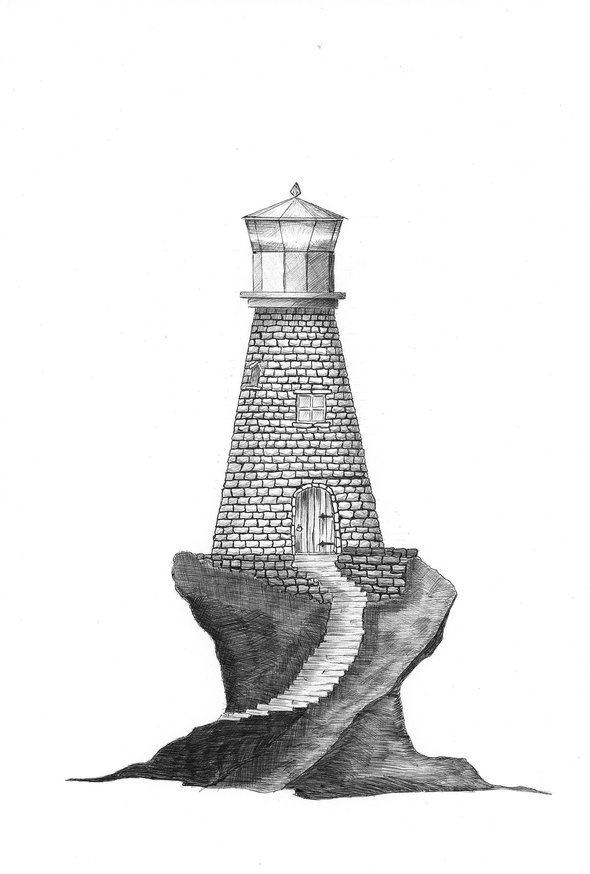 Lighthouse Black And White Sketch