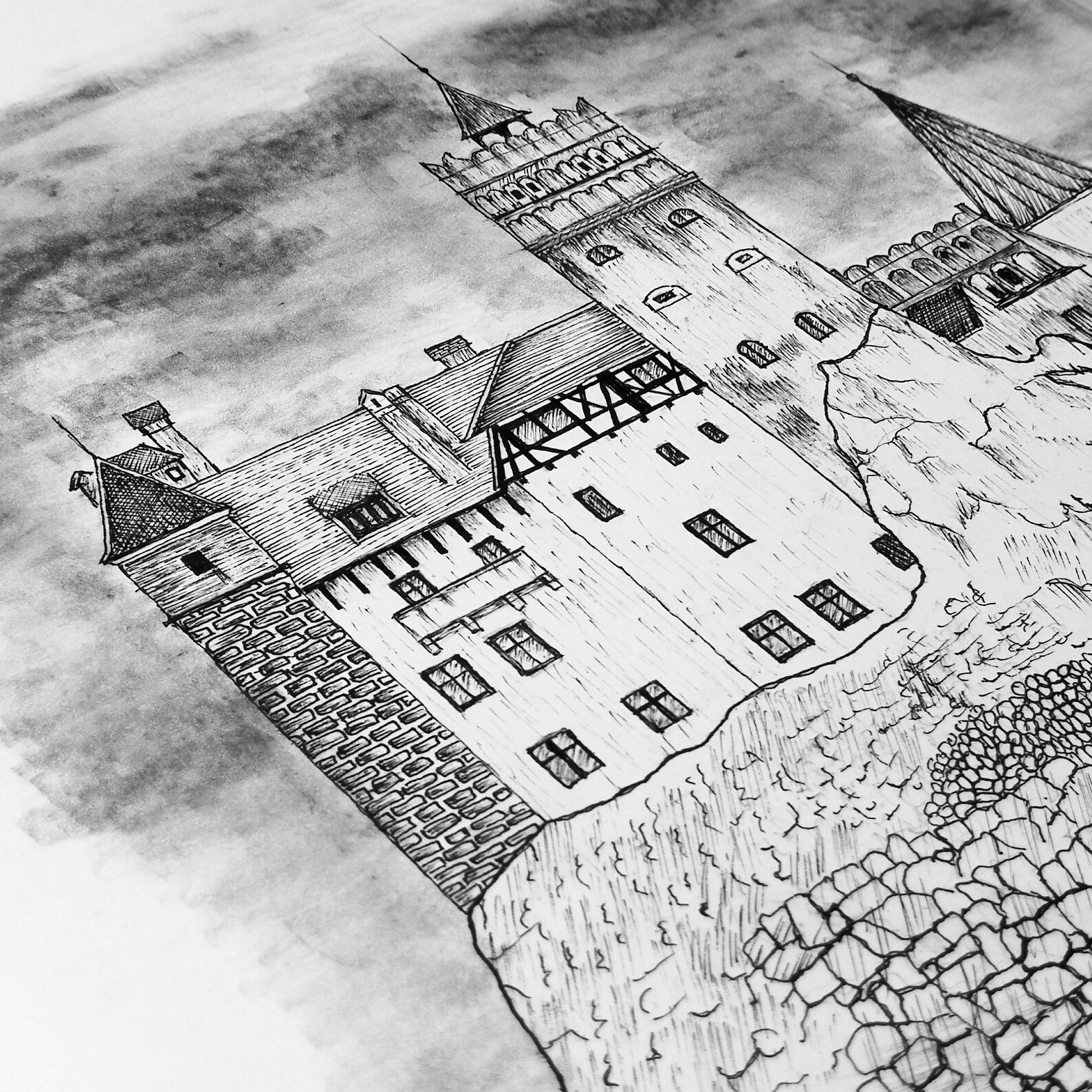 Limited Edition 21/100 Bran Castle Dracula Ink Drawing, Surreal ...
