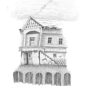 Original Pencil Drawing Abandoned House Print Gift Wall Decor - Etsy