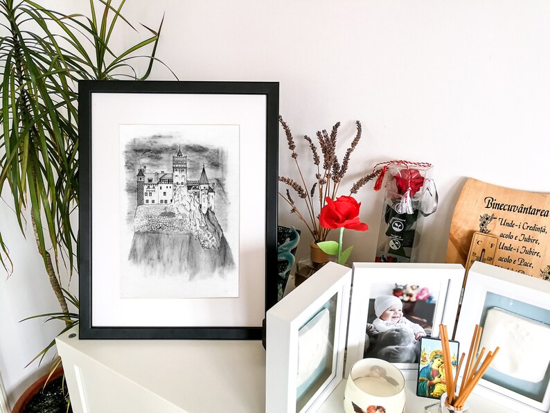 Bran Castle Printable Illustration Drawing, Wall Art Decor ...