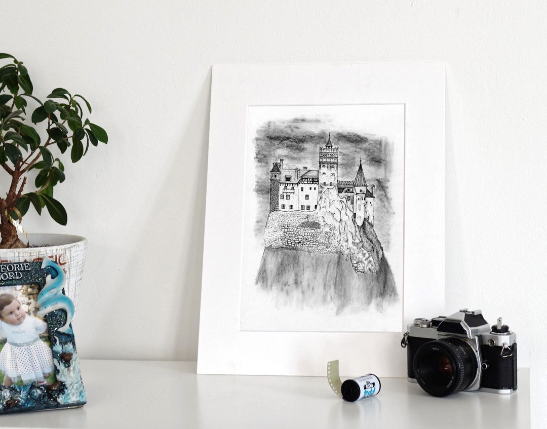 Bran Castle Printable Illustration Drawing, Wall Art Decor ...
