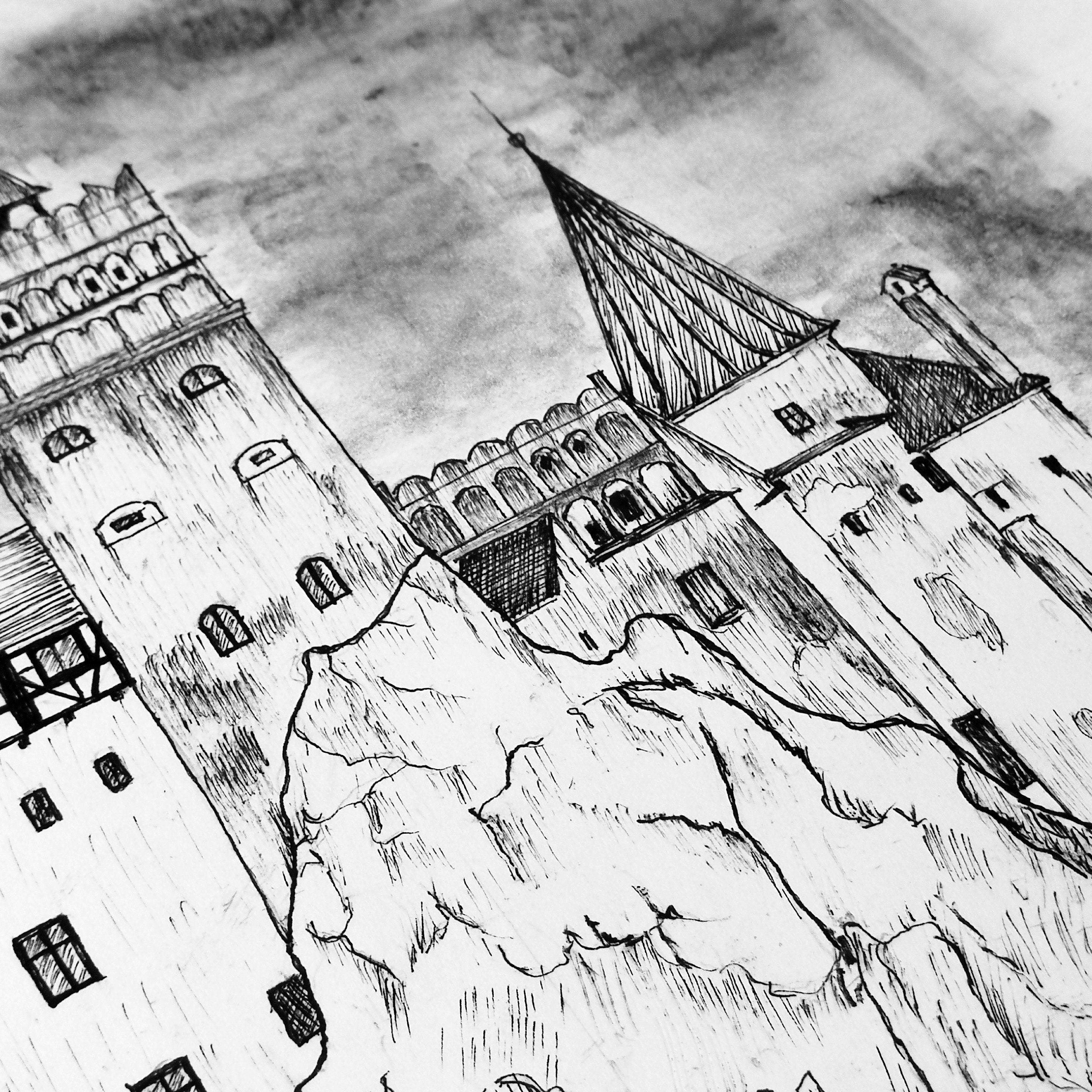 Limited Edition 21/100 Bran Castle Dracula Ink Drawing, Surreal ...