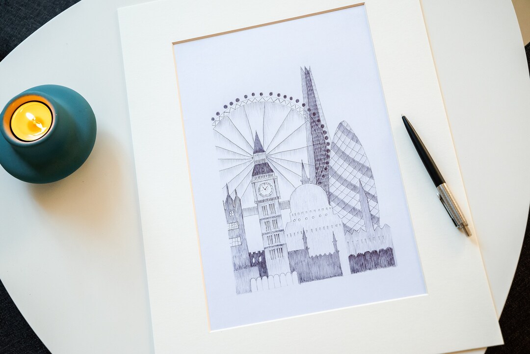 ORIGINAL Ink Drawing, London City, Ink Drawing, Surreal Architecture ...
